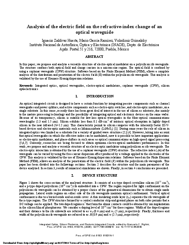 (PDF) Analysis of the electric field on the refractive-index change of ...