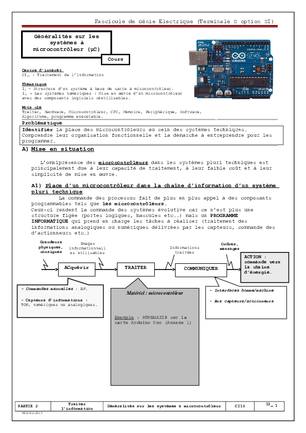 (DOC) Généralités sur les systèmes à microcontrôleur