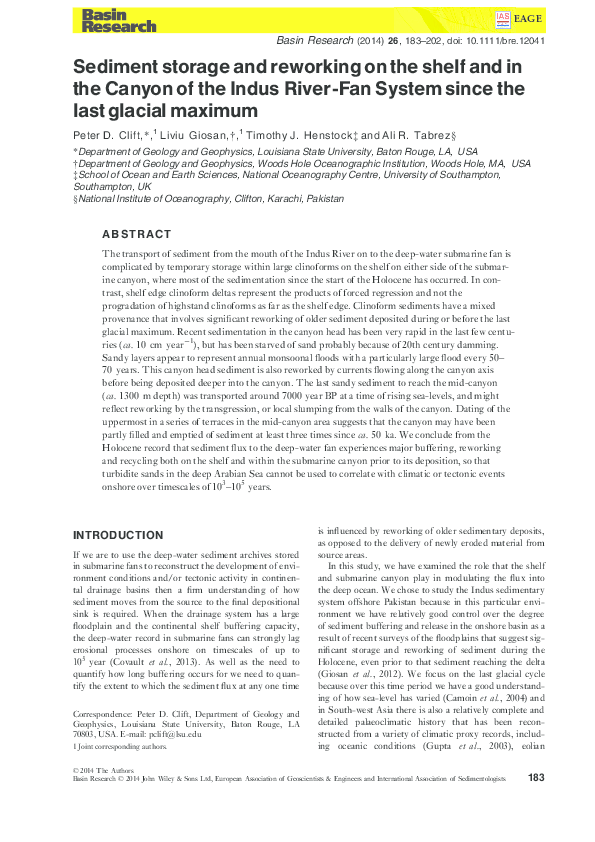 (PDF) Sediment storage and reworking on the shelf and in the Canyon of ...
