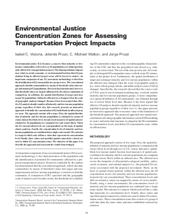 (PDF) Environmental Justice Concentration Zones for Assessing ...