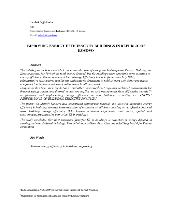 (DOC) IMPROVING ENERGY EFFICIENCY IN BUILDINGS IN REPUBLIC OF KOSOVO ...