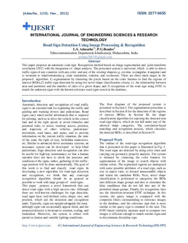 Pdf Road Sign Detection Using Image Processing And Recognition