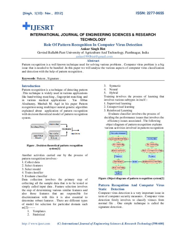 Pdf Role Of Pattern Recognition In Computer Virus Detection