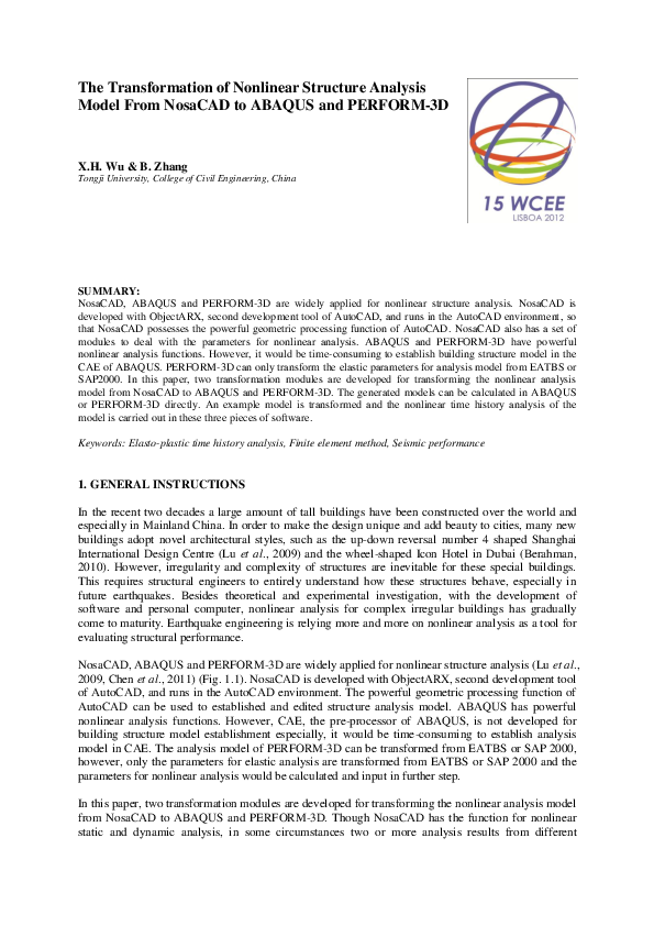 Pdf The Transformation Of Nonlinear Structure Analysis Model From Nosacad To Abaqus And Perform 3d