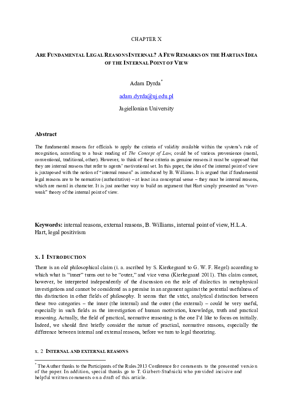 (PDF) Are Fundamental Legal Reasons Internal? – A Few Remarks on the ...
