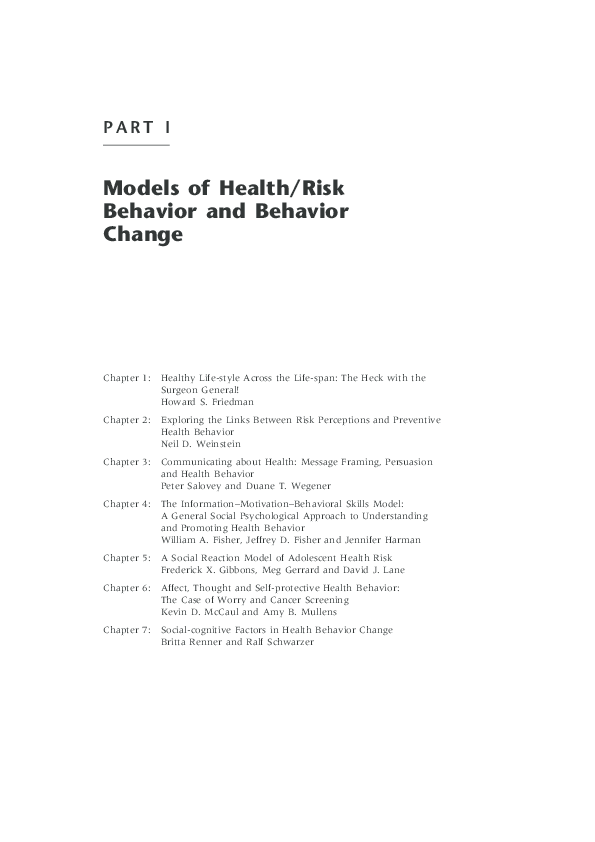 (PDF) Models of Health/Risk Behavior and Behavior Change