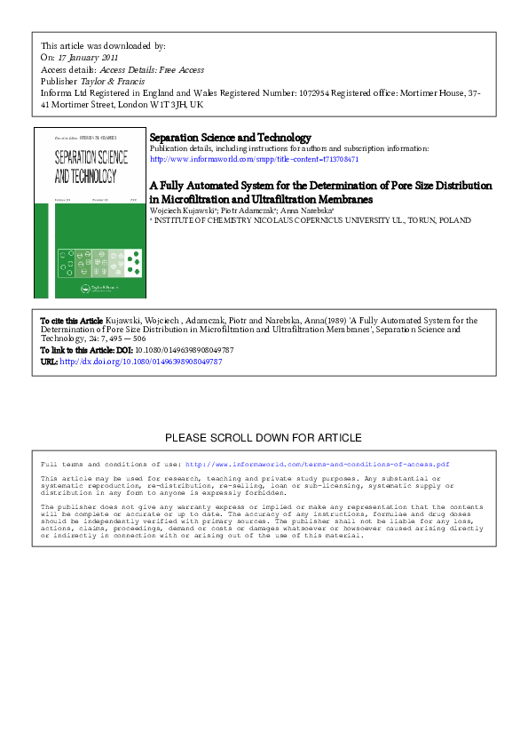 (PDF) A Fully Automated System for the Determination of Pore Size ...