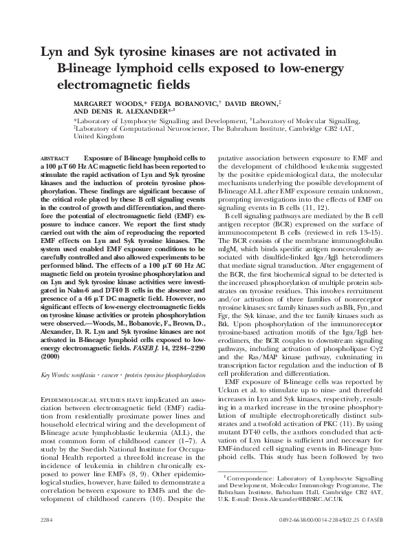 (PDF) Lyn and Syk tyrosine kinases are not activated in B-lineage ...
