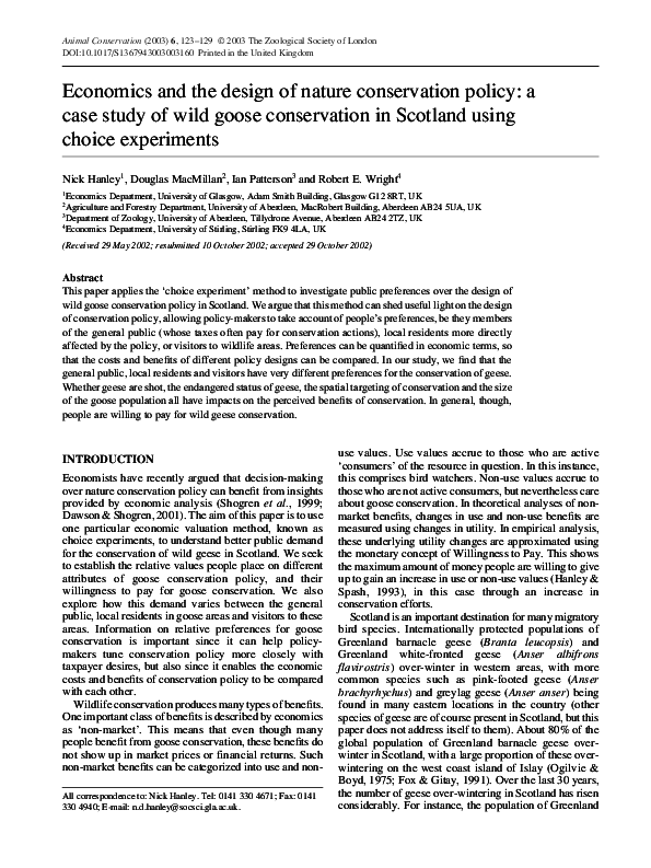 (PDF) Economics and the Design of Nature Conservation Policy: a Case ...