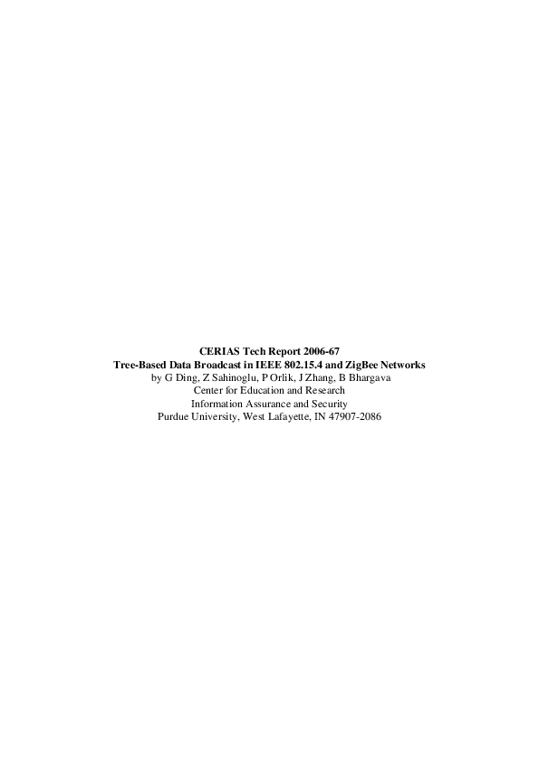 Tree Based Data Broadcast In Ieee 802154 And Zigbee Networks