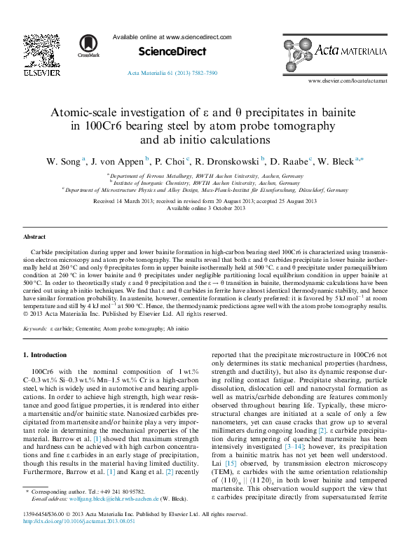 (PDF) Atomic-scale investigation of epsilon and theta precipitates in ...