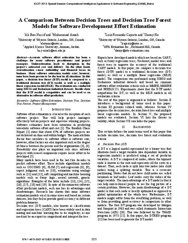 (PDF) A Comparison Between Decision Trees and Decision Tree Forest Models for Software ...