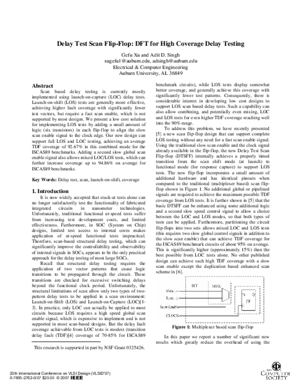 Pdf Delay Test Scan Flip Flop Dft For High Coverage Delay Testing