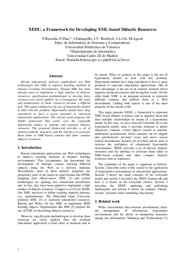 (PDF) XEDU, A Framework for Developing XML-Based Didactic Resources