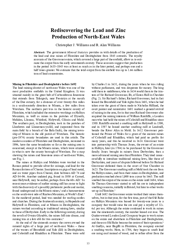 (PDF) Rediscovering the lead, zinc and silver production of NE Wales.