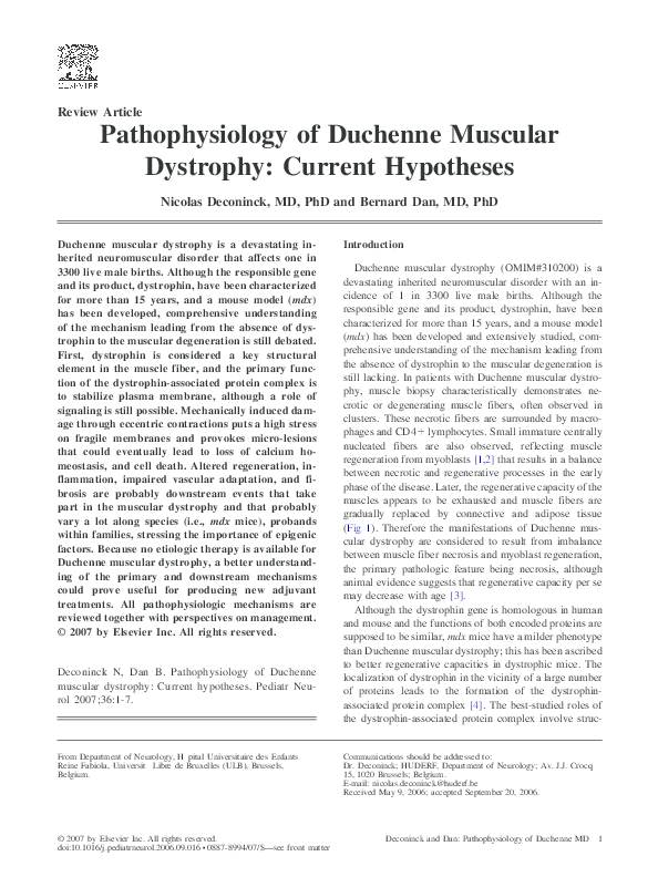 (PDF) Pathophysiology of Duchenne Muscular Dystrophy - Current Hypotheses