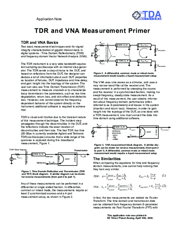 (PDF) TDR and VNA Measurement Primer