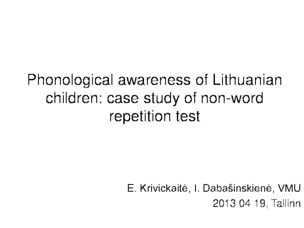 (PDF) Phonological awareness of Lithuanian children: case study of non ...