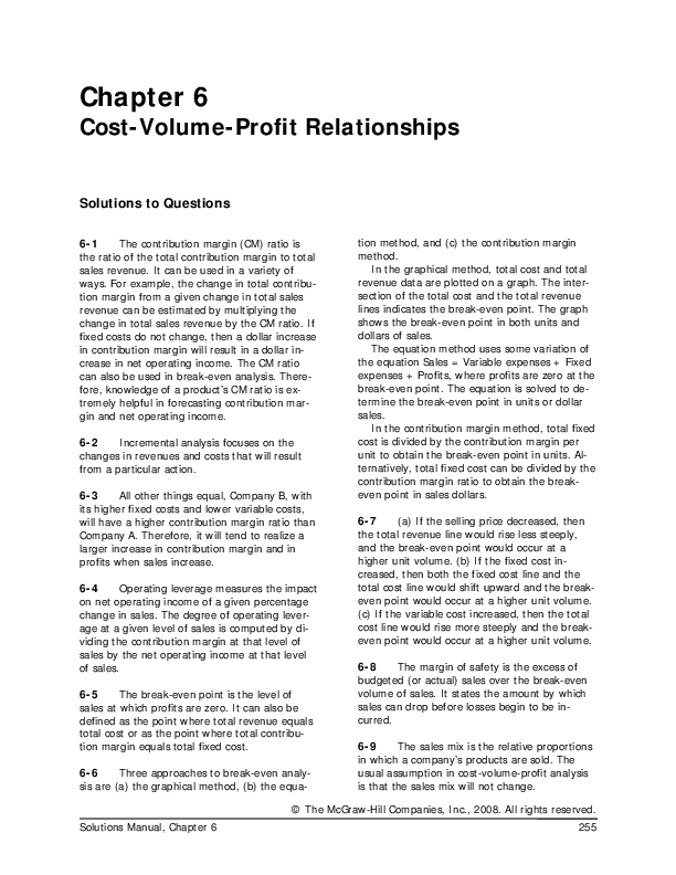 (PDF) Cost-Volume-Profit Relationships Solutions to Questions