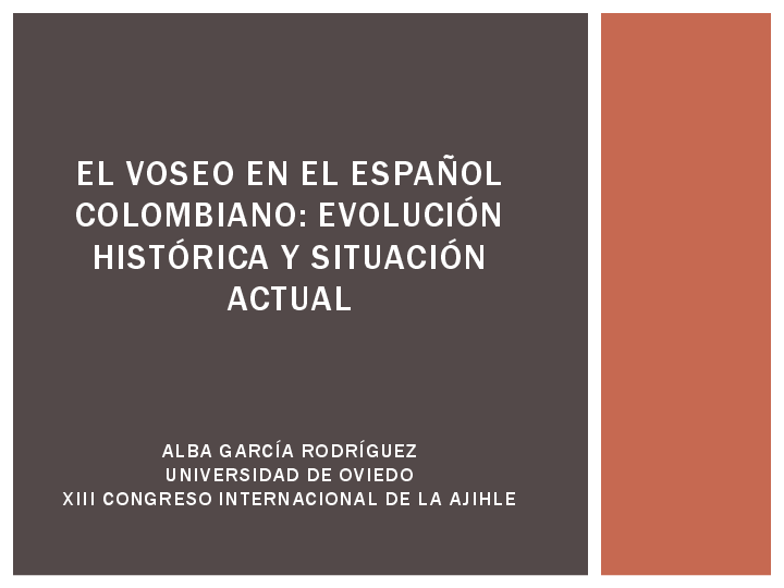 (PDF) "El voseo en el español colombiano: evolución histórica y ...