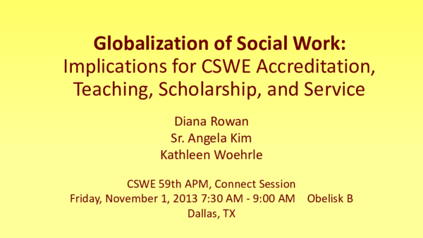 (PDF) Globalization of Social Work: Implications for CSWE Accreditation, Teaching, Scholarship ...