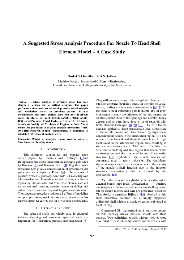(PDF) A Suggested Stress Analysis Procedure For Nozzle To Head Shell ...