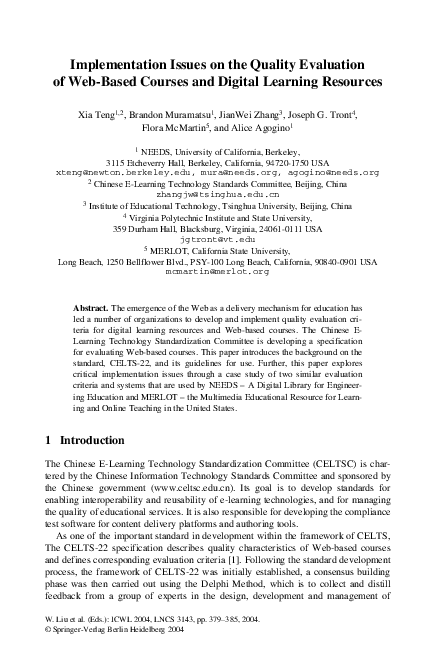 (PDF) Implementation Issues on the Quality Evaluation of Web-Based Courses and Digital Learning ...