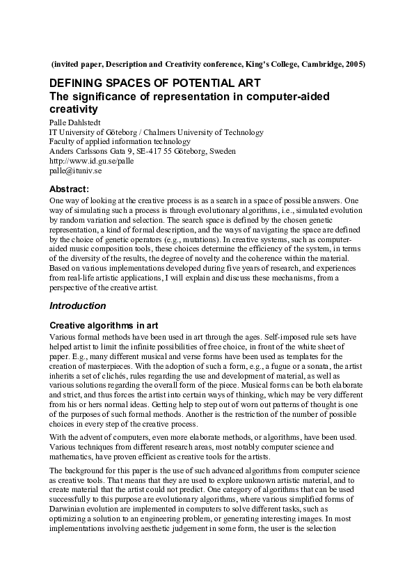 (PDF) Defining Spaces of Potential Art: The significance of ...