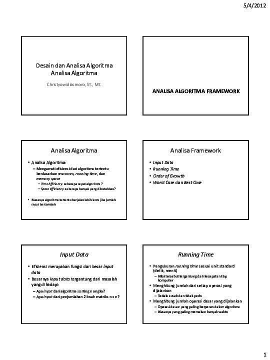 (PDF) 5/4/2012 1 ANALISA ALGORITMA FRAMEWORK