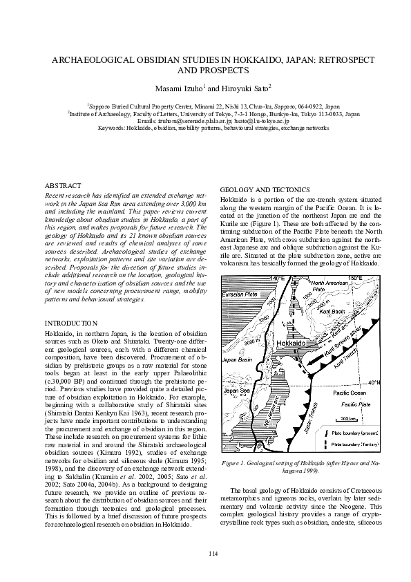 (PDF) ARCHAEOLOGICAL OBSIDIAN STUDIES IN HOKKAIDO, JAPAN: RETROSPECT ...