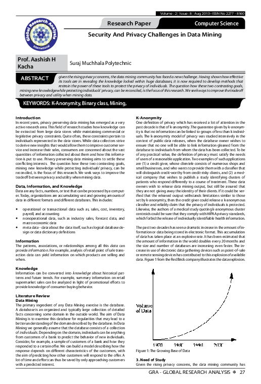 (PDF) GRA -GLOBAL RESEARCH ANALYSIS X 27 Security And Privacy ...