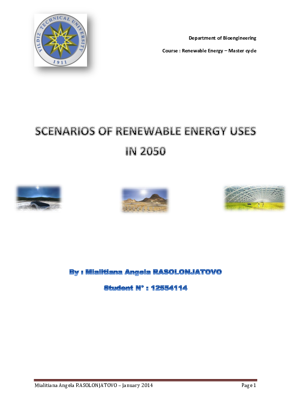 (PDF) Scenarios of renewable energy uses in 2050
