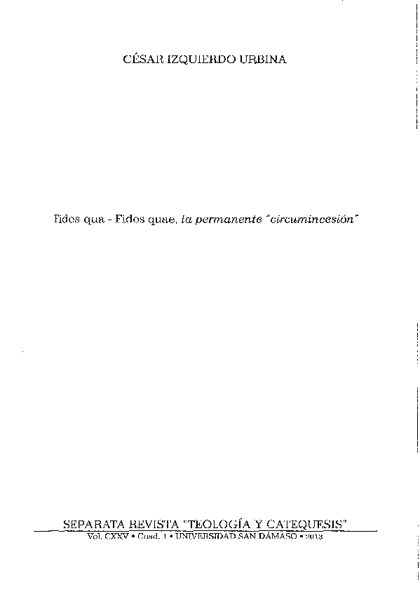 (PDF) Fides qua - fides quae, la permanente "circumincesión"