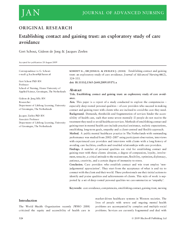 (PDF) Establishing contact and gaining trust: an exploratory study of ...