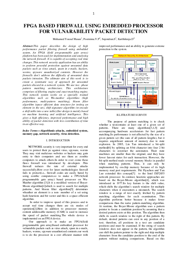Pdf Fpga Firewall For Packet Vulnerability Detection