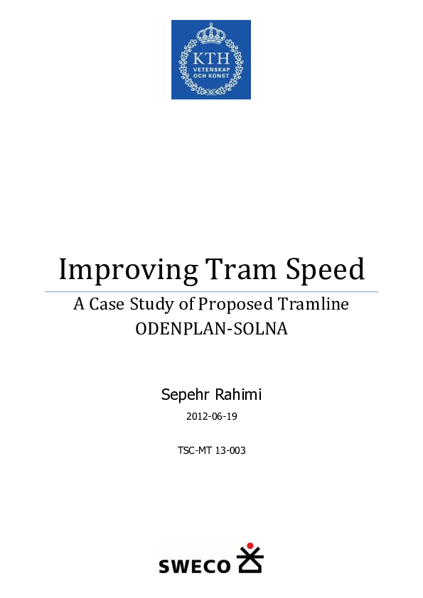 (PDF) Improving Tram Speed, A Case Study Of Introduced Tramline ...