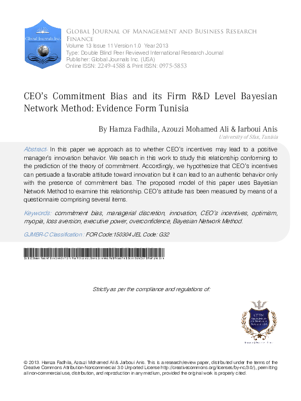 (PDF) CEO’s Commitment Bias and its Firm R&D Level Bayesian Network ...
