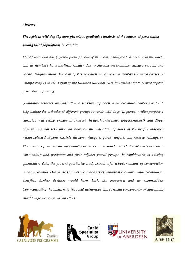 (PDF) The African wild dog expedition proposal