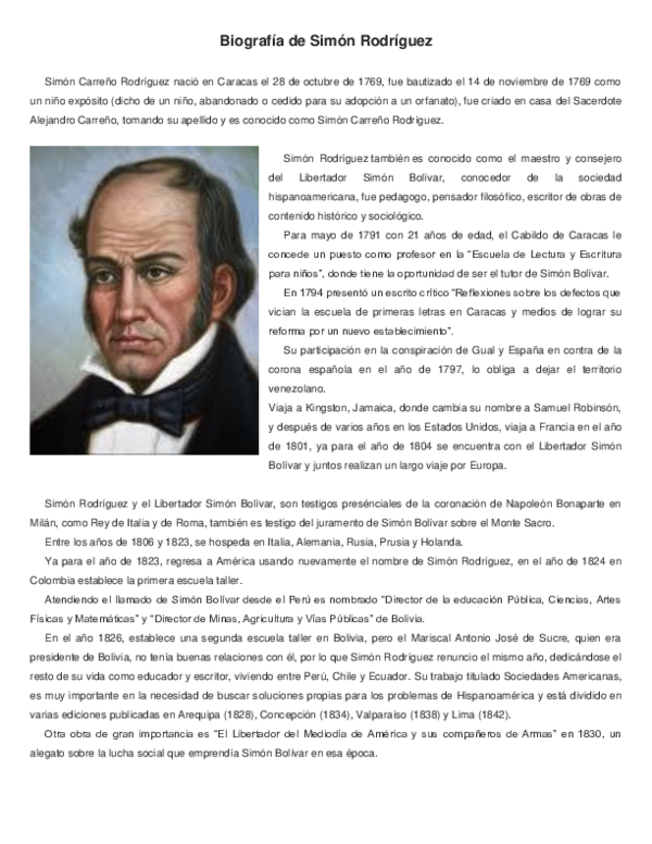 (DOC) Biografía de Simón Rodríguez