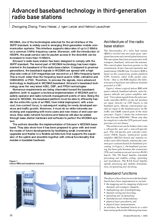 (PDF) Architecture of the radio base station