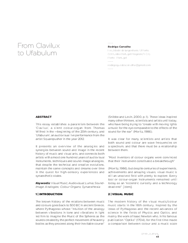 (PDF) From Clavilux to Ufabulum