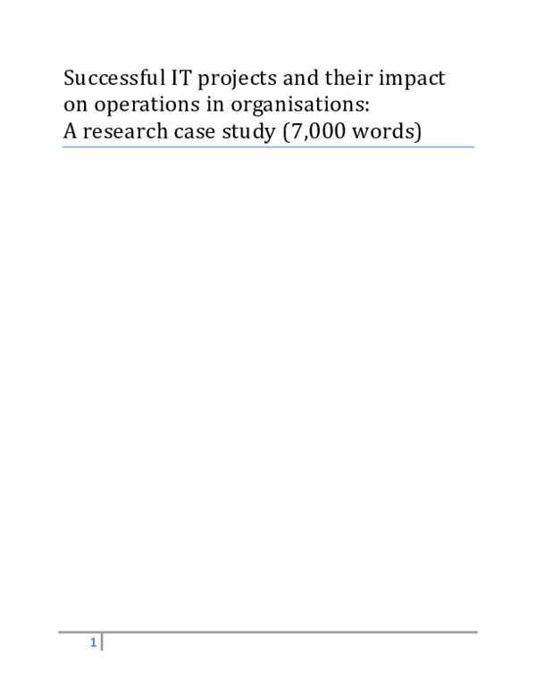 (DOC) Successful IT projects and their impact on operations in organisations: a reserach case study