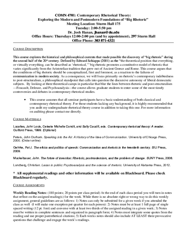 (DOC) Contemporary Rhetorical Theory: Exploring the Modern and ...
