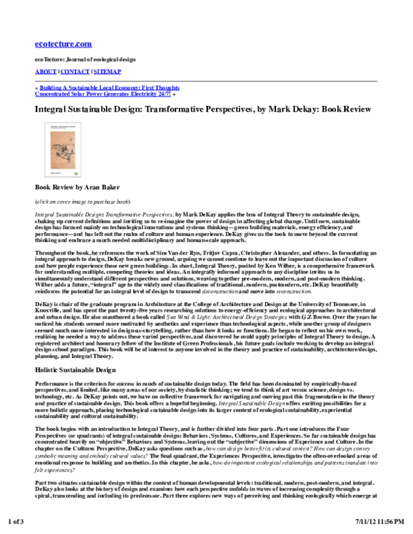 (PDF) Integral Sustainable Design — book review