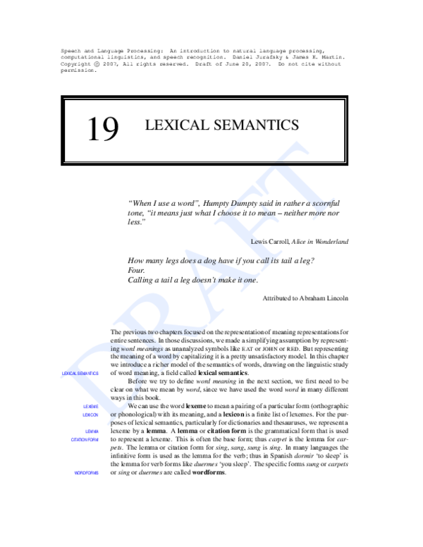 (PDF) LEXICAL SEMANTICS