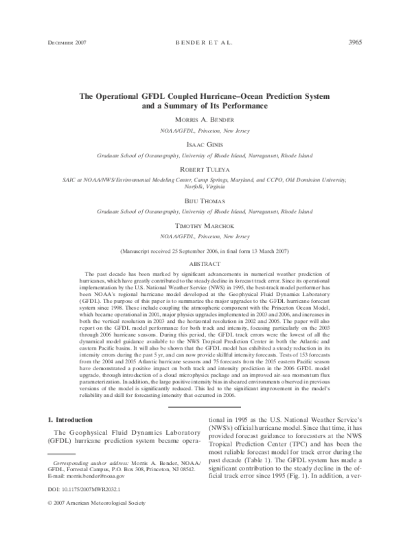(PDF) The Operational GFDL Coupled Hurricane Ocean Prediction System ...