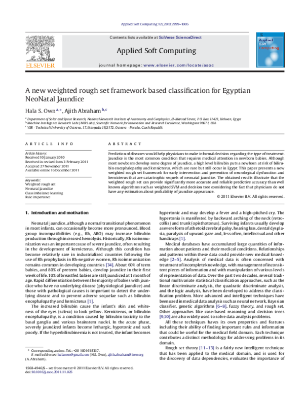 (PDF) A new weighted rough set framework based classification for Egyptian (PDF) A new weighted rough set framework based classification for Egyptian