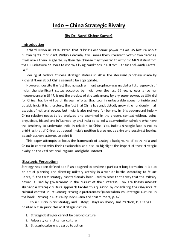 (PDF) Indo – China Strategic Rivalry