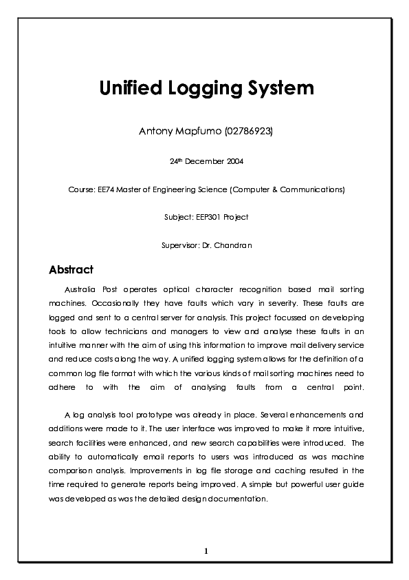 Pdf Unified Logging System 
