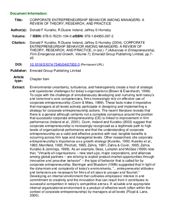 (DOC) Corporate entrep. behavior